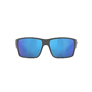 Costa Del Mar Mens Reefton Pro Rectangular Sunglasses, Grey/Polarized Blue Mirrored 580G, 63 mm