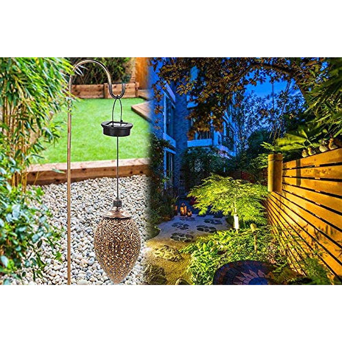 2 Pcs Hanging Solar Lights Solar-Powered Lantern LED Garden Lights Metal Lamp Waterproof for Outdoor Hanging Decor