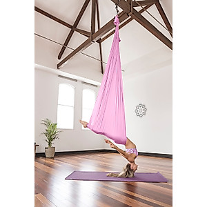 PINC Active Silk Aerial Yoga Swing & Hammock Kit for Improved Yoga Inversions, Flexibility & Core Strength - Pink