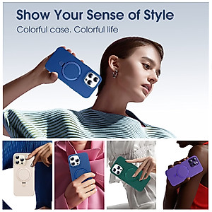 CASEKOO for iPhone 14 Pro Max Case with Invisible Stand [Compatible with MagSafe] [Dust-Free Antistatic Silicone] Protective Non-Slip Phone Cover Cases for Women Men 6.7 inch, Blue