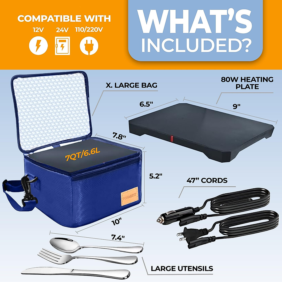 Portable Oven & Food Warmer Electric Lunch Box Food Heater 12/24/110/220V for Car, Truck, Office, Travel & Home ,Mini Portable Microwave Lunch Heater for Work, Compact Portable Food Warmer Lunch Box