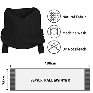 GLOWCHY Snowfall Sweater Scarf with Sleeves Cozy Knitted Wrap Shawl Autumn Winter Warm Crochet Cape Blanket GL2004