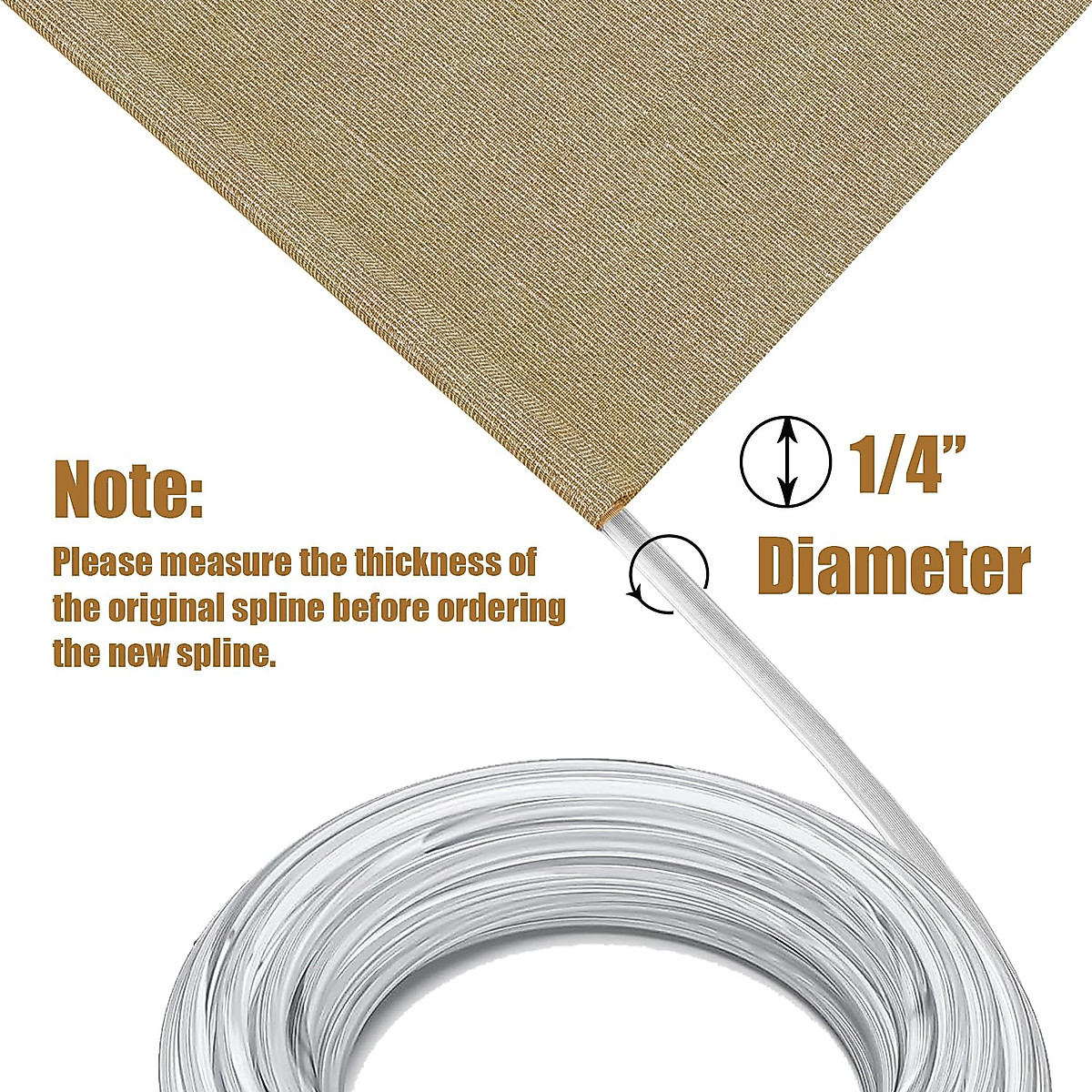 Lumpro 1/4'' Vinyl Sling Chair Spline Solid Awning Cord Replacement for Patio Fabric Chaise Lounge Outdoor Sling Chair Lawn Garden Pool Furniture Repair (25 Ft)