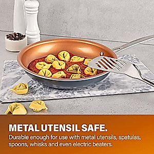 GOTHAM STEEL 5 Piece Kitchen Essentials Cookware Set with Ultra Nonstick Copper Surface Dishwasher Safe, Cool Touch Handles- Includes Fry Pans, Stock Pot, and Glass Lids, Original