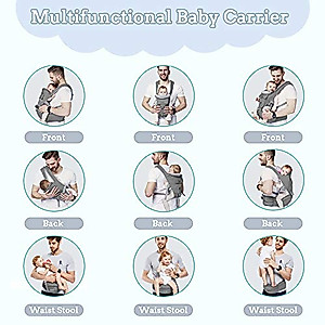 FRUITEAM Baby Carrier, 6-in-1 Baby Carrier with Waist Stool, One Size Fits All -Adapt to Newborn, Baby Hip Carrier for Breastfeeding, Infant & Toddler