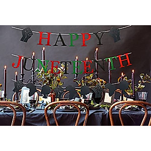 Happy Juneteenth Banner, Glittery Happy Juneteenth Decorations, Freedom Day Patriotic Party Supplies, Africa American Independence Day Party Decorations