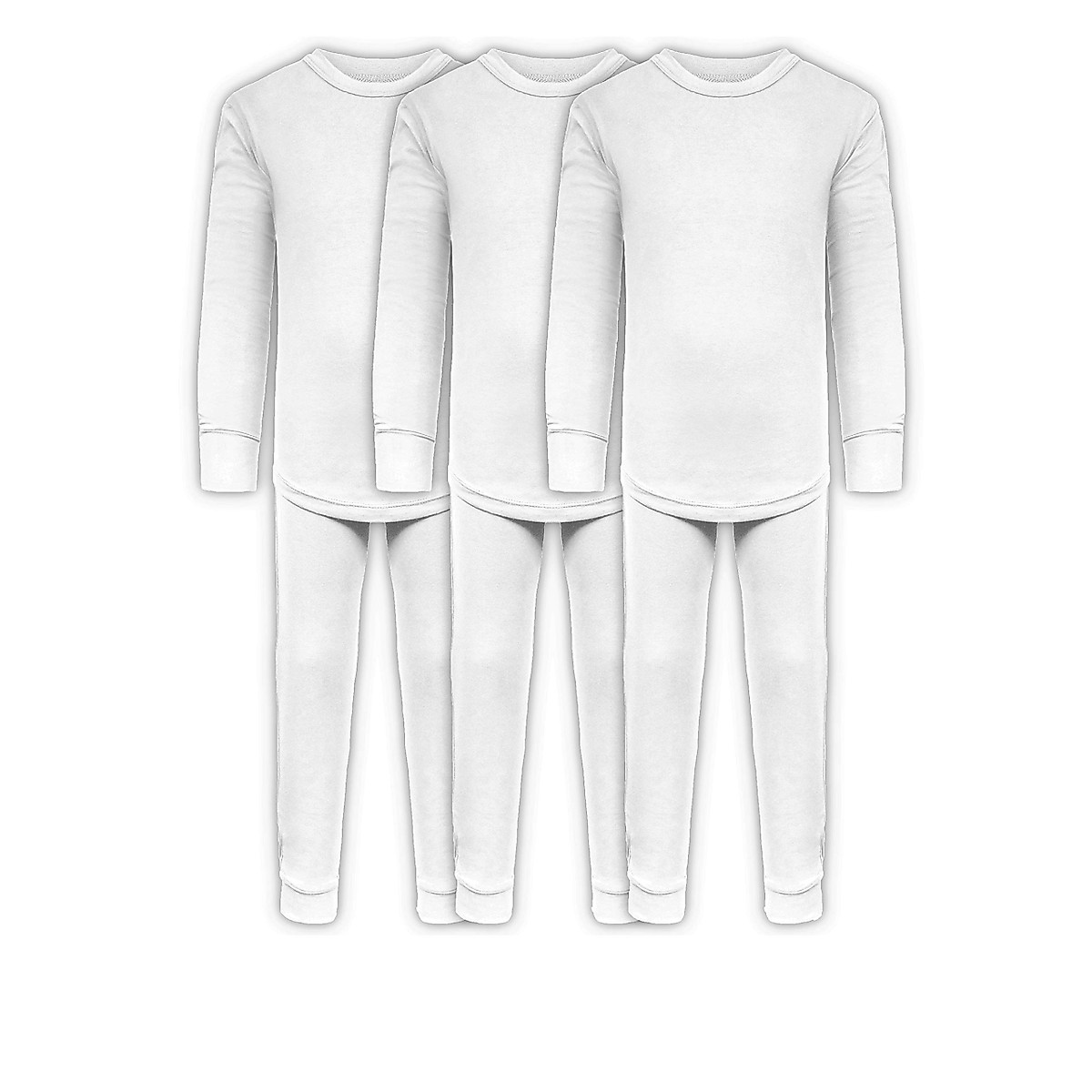 Andrew Scott Boys Long John Ultra-Soft Cotton Stretch Base Layer Underwear Sets / 3 Long Sleeve Tops + 3 Long Pants - 6 Piece Mix & Match (3 Sets / 6 Pc -WHITE, 4)