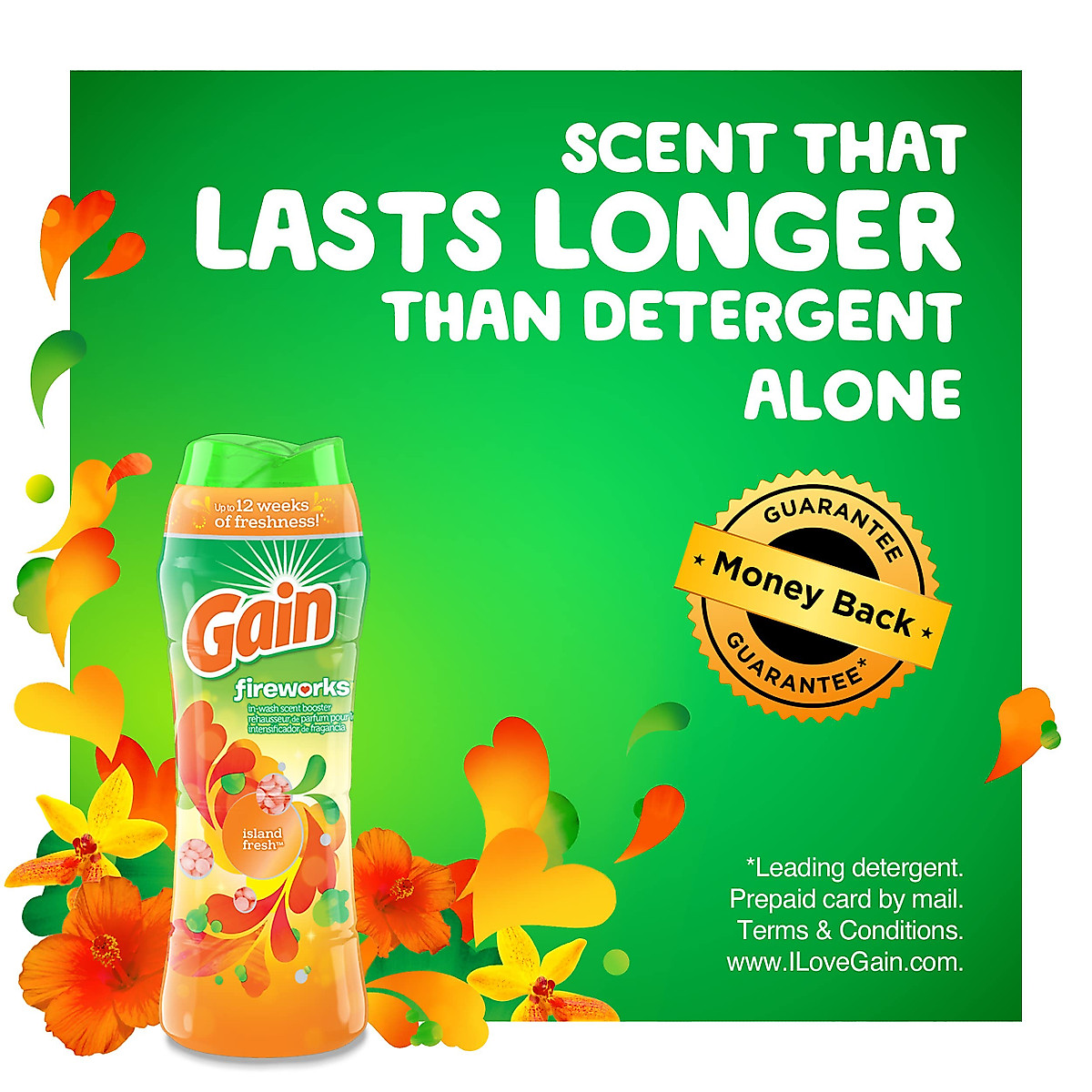 Gain Fireworks Laundry Scent Booster Beads for Washer, Island Fresh, 20.1 oz