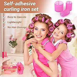 Self Grip Hair Rollers Curlers Set - 24 Pieces with 3 Sizes (4 Jumbo, 4 Large, 4 Medium) and 12 Clips for Volume on Long, Short, Thick, or Fine Hair