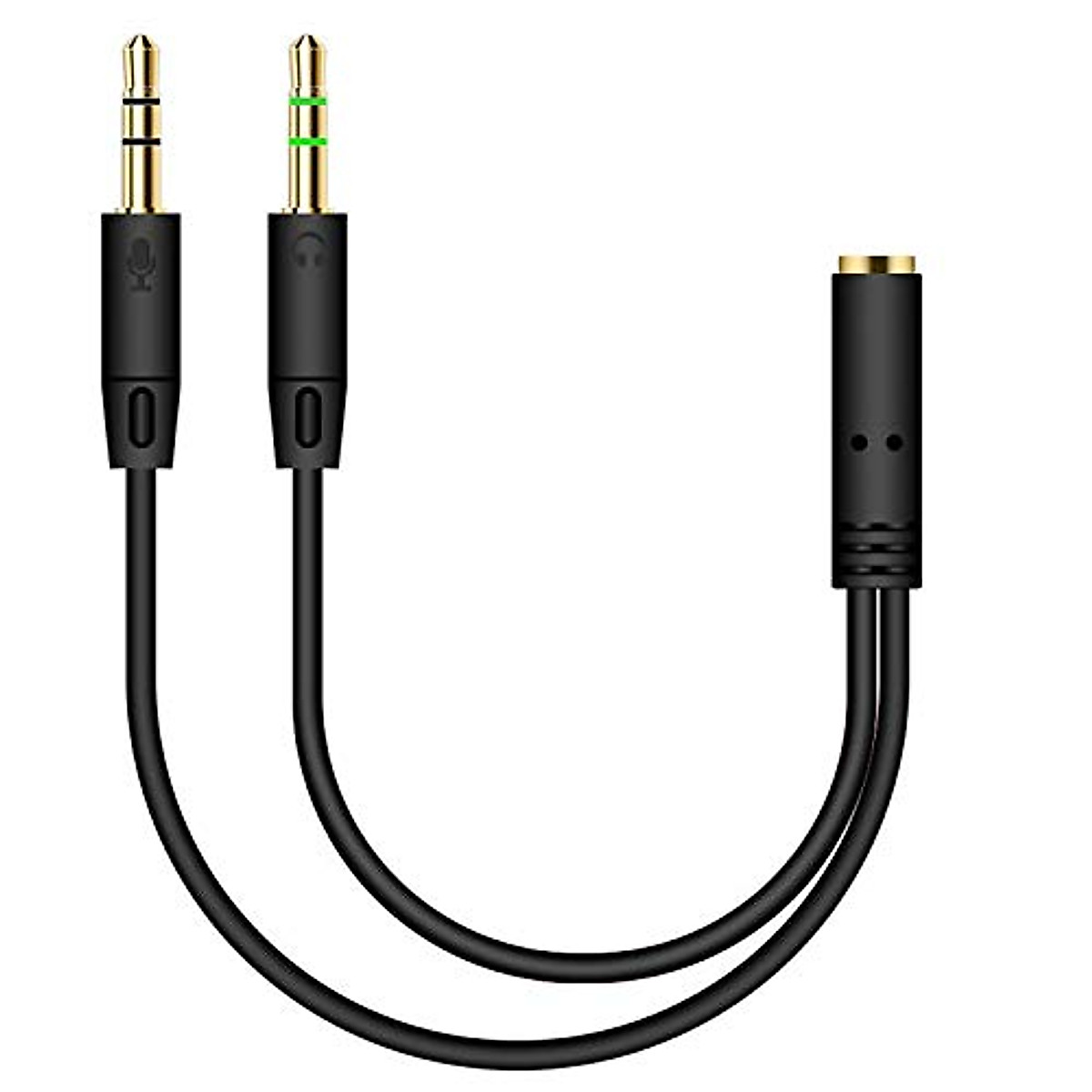 LINASHI 3.5mm Splitter, Headphone Splitter Earphone Adapter Audio 3.5mm Female to 2 Male Jack Aux Cable Black One Size