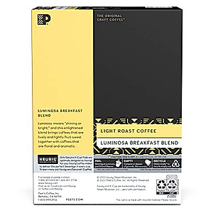 Peet’s Coffee Luminosa Breakfast Blend K-Cup Coffee Pods for Keurig Brewers, Light Roast, 22 Pods