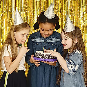 10 Pack Gold Backdrop Curtain 3.2ft x 8.2ft Metallic Tinsel Foil Fringe Curtains Photo Booth Background for Birthday Party Decoration Baby Shower Engagement Wedding Christmas Decoration (Gold)