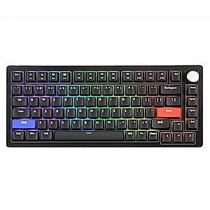 DrunkDeer A75 Rapid Trigger Mechanical Keyboard Magnetic Switch Keyboard TKL RGB Wired USB Gaming 75% Layout Compact 82 Keys with Knob, ABS Keycap Black