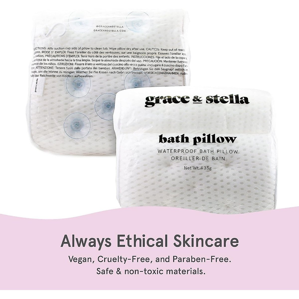 Bath Pillow - Extra Comfortable Cushioned 4D Bathtub Pillow - Bath Pillows for Tub, Jacuzzi, Hot Tub Pillow for Back and Head and Neck Support by Grace and Stella