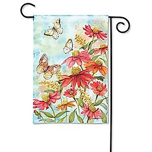 BreezeArt - Summer Zinnias Decorative Garden Flag 12x18 inch - Premium Quality SolarSilk - Made in the USA by Studio-M