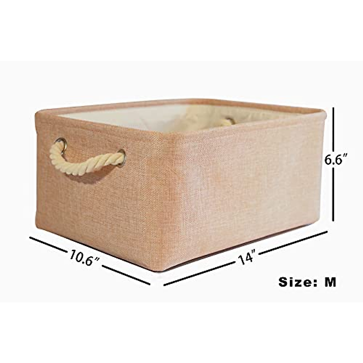 HARMOSO Collapsible Storage Basket (14Lx10.6Wx6.6H) Decorative Storage Bins with Handles Canvas Storage Baskets for Shelves Gift baskets organizing Toys Clothes Books (pink,3Pack)