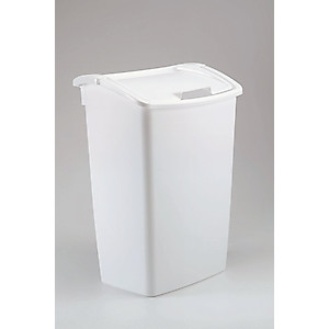 Rubbermaid FG280300BISQU Dual-Action Swing Lid Trash Can for Home, Kitchen, and Bathroom Garbage, 11.3 Gallon, Off-White Bisque, 45-quart, Tan