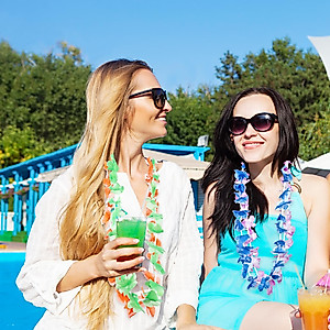 TSMJUWND Hawaiian Leis 50 Counts Hawaii Flower Leis for Adults and Kids Luau Party Decorations