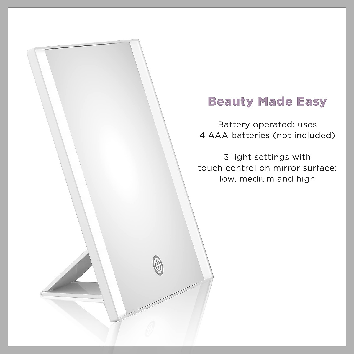 Conair Lighted Makeup Mirror, LED Vanity Mirror with Adjustable Base, Battery Operated in Glossy White