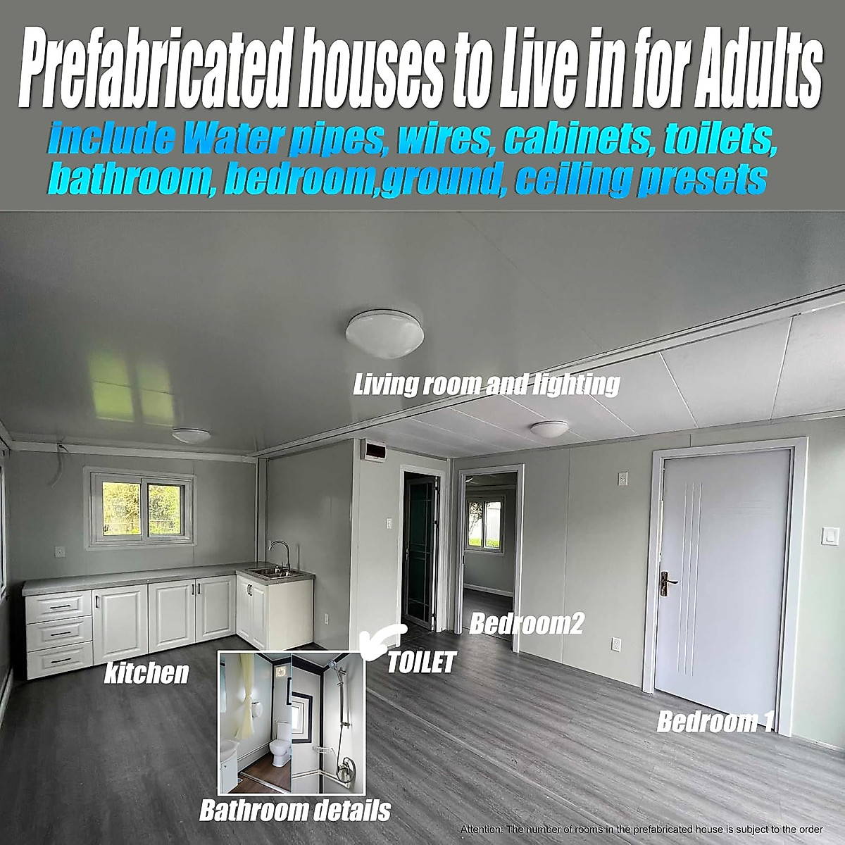 3 Bedroom 40FT Thickened Prefab home Tiny House to Live in for Adults Foldable Expandable Container Mobile Modular casa contenedor para vivir Mini Live Houses kit for sale,with Toilet Kitchen Bathroom