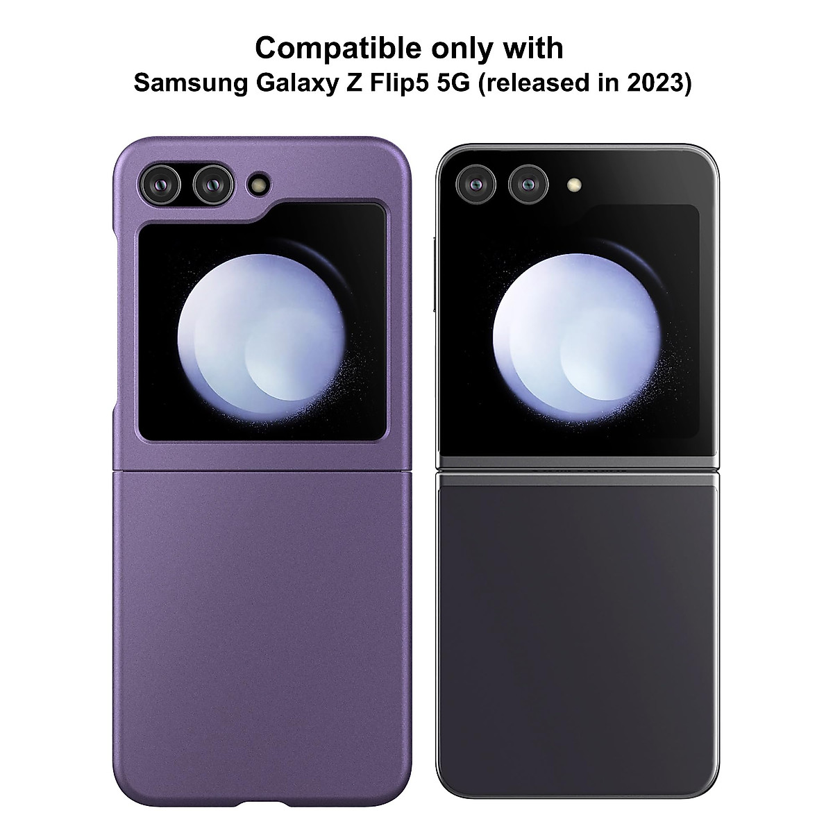 Eastcoo Slim Fit Galaxy Z Flip 5 Case, [Hard PC Back] [Frosted Feel] [Wireless Charging Support] Lightweight Shockproof Case Cover for Samsung Galaxy Z Flip5 (2023), Purple