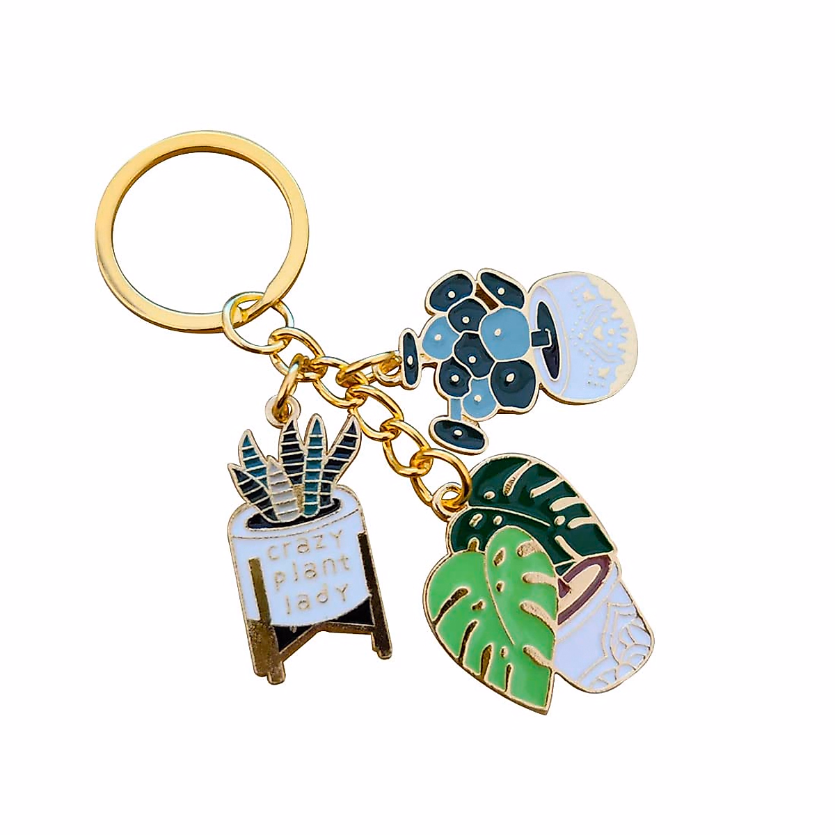 Meimimix Cute Fashion Keychain Ladies Succulent Potted Succulent Shaped Keychain Golden Car Keychain Jewelry for Friends