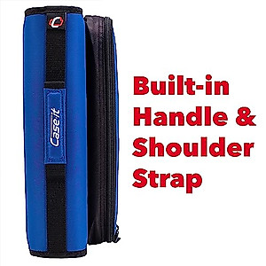 Case-it The Universal Zipper Binder - 2 Inch O-Rings Padded Pocket That Holds up to 13 Laptop/Tablet Multiple Pockets 400 Page Capacity Comes with Shoulder Strap Midnight Blue LT-007