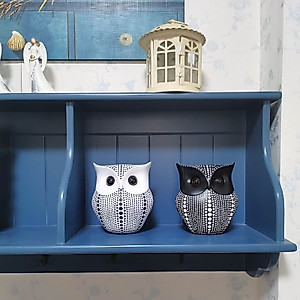 HOWFIELD Resin Owl Statue Home Decor - Black Owl Sculpture, Bird Statue, Small Accents for Bedroom, Office, Garden, Bookshelf, TV Stand Figurines(Black)