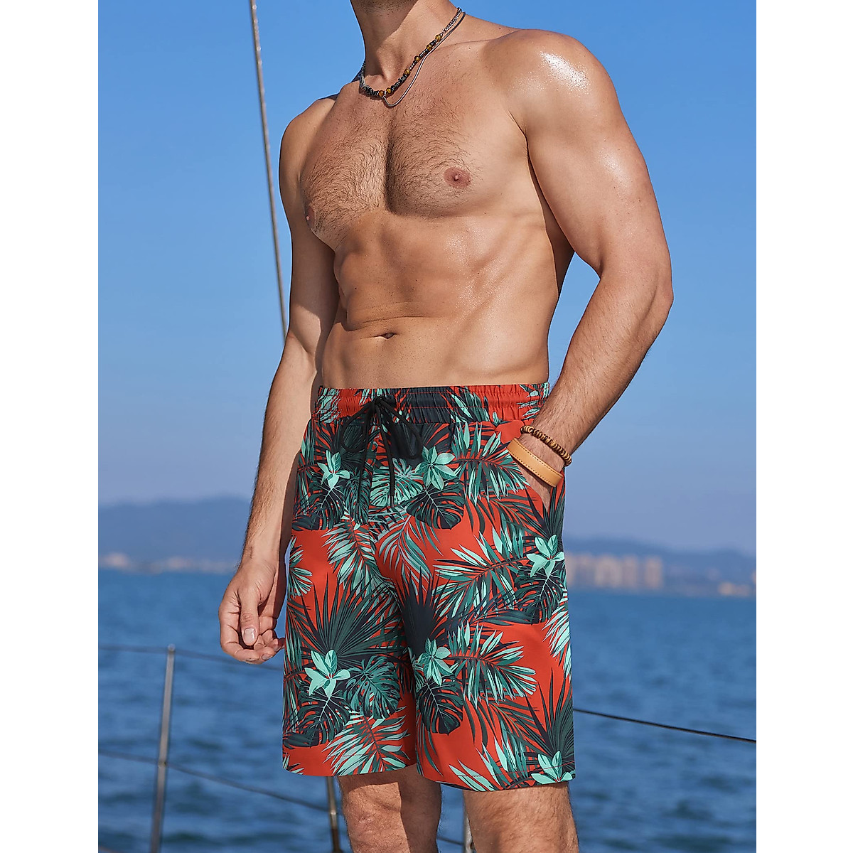 COOFANDY Men's Swim Trunks Board Shorts Summer Beach Shorts Swimsuit Swimwear for Men - No Liner