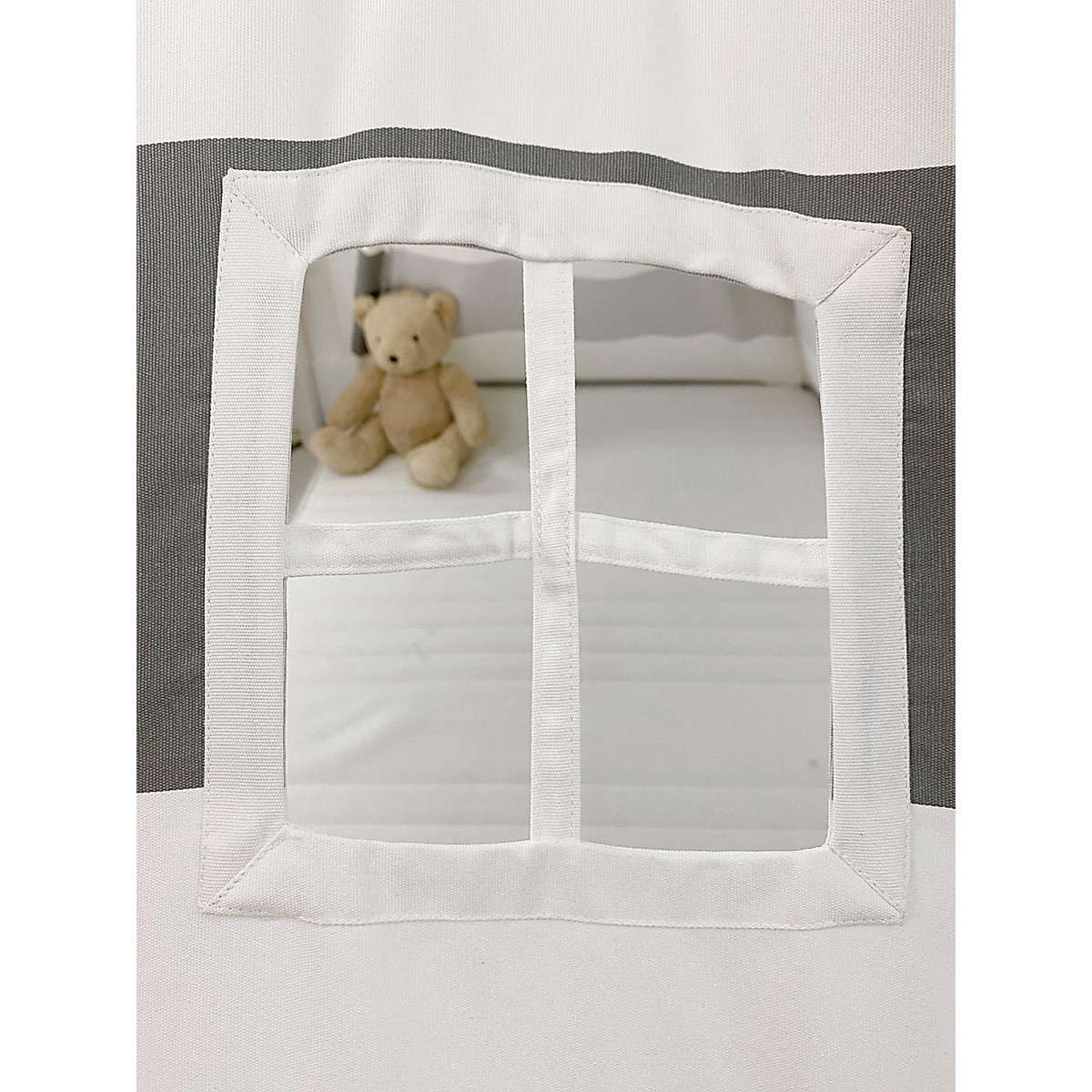 Domestic Objects | Play Tent Bed Canopy | Teepee for Mattress | 100% Cotton Canvas | Premium Quality (Twin/Single No Door) (Gray Stripes)