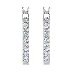 1/10 Carat Diamond Ladies Small Hoop Earrings in 10K White Gold
