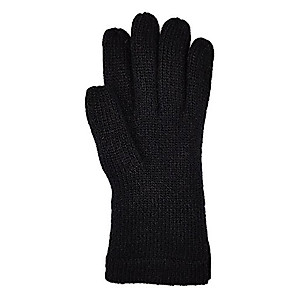 BRUCERIVER Ladie's Pure Wool Knit Gloves with Thinsulate Lining and Cable design Size L (Black)