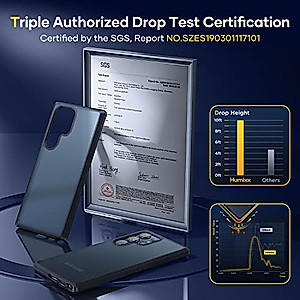 Humixx for Samsung Galaxy S23 Ultra Case, [10FT Mil-Grade Shockproof Protection] 2X Soft Screen Protector + 2X Lens Protector, Anti-Fingerprints Matt Finish Snugly fit Case for S23 Ultra 6.8", Black