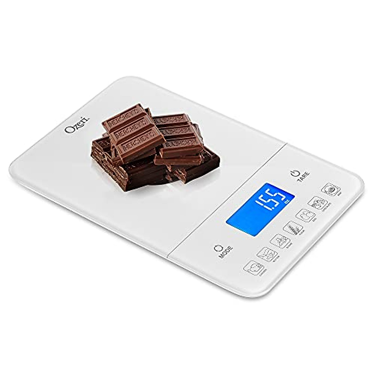 Ozeri Touch III Digital Kitchen Scale with Calorie Counter, 22 lbs (10 kg), White