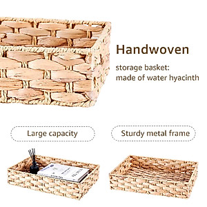 LEGNHOOM Wicker Storage Basket, Water Hyacinth Toilet Paper Basket for Countertop, Hand-Woven Wicker Basket for Toilet Tank Top, 2 Pack-Water Hyacinth