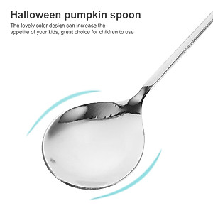 Kichvoe Small Pumpkin Shaped Spoon 4.9Inch Sugar Spoon Dessert Tea Coffee Stirring Spoon Tasting Spoon Halloween Home Decoration for Espresso Tea Coffee-6PCS