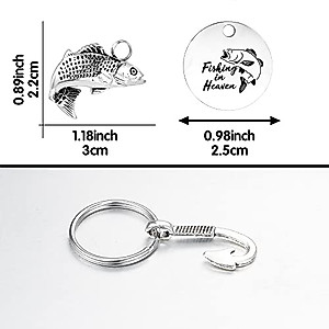 Fishing in Heaven Cremation Urn Keychain Fish Memory Key Tag -Fish Urn Memorial Keychain-Ashes Keychain Cremation Jewelry (Silver)