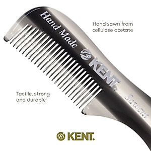 Kent A 81T Graphite X-Small Men's Beard Mustache Pocket Comb, Fine Toothed Pocket for Facial Hair Grooming and Styling. Hand-Made of Quality Cellulose Acetate, Saw-cut Hand Polished. Made in England