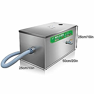 Commercial Grease Trap, Stainless Steel Grease Trap Interceptor, with Removable Baffles Waste Oil-Water Separator Under Sink Grease Trap, for Kitchen, Restaurants, Coffee Shops