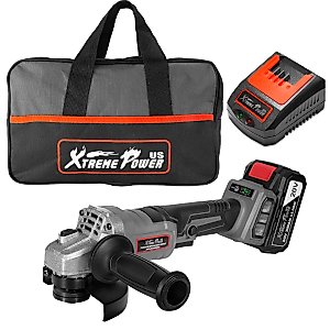 XtremepowerUS 20V Max Cordless Angle Grinder 4.5" Brushless Cut-Off Angle Grinder with 4.0Ah Lithium-ion Battery Auxiliary Handle Fast Charger