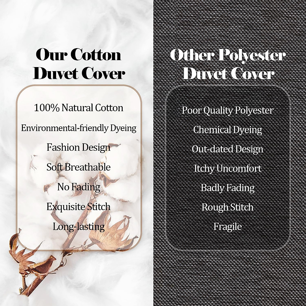 Watercolor Leaves 100% Natural Cotton Duvet Cover Queen Size Cartoon Fall Leaves Rustic Style Comforter Cover with 2 Pillowcases Brown Grid Stripe Autumn Bedding Set 3 Pcs Bed Cover