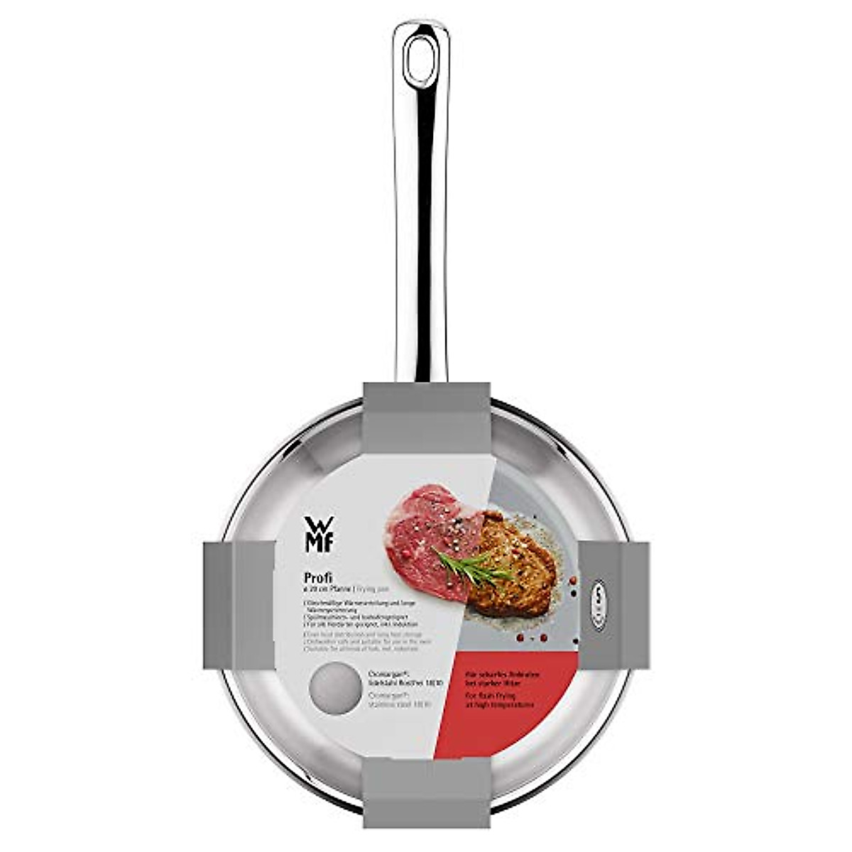 WMF Frying pan uncoated Ø 20cm Profi Made in Germany Pouring Rim Stainless Steel Handle Cromargan Stainless Steel Suitable for Induction Dishwasher-Safe
