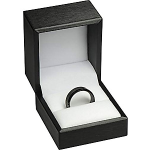 Ring Box for Wedding Proposal Engagement for Men Women Luxury Soft Touch Black PU Leather Ring Jewelry Gift Holder Box Size 2.5?(W)2.5?(D)2?(H), LSRK-US-1, Black PU Ring Box