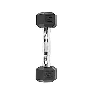 CAP Barbell Coated Hex Dumbbell with Contoured Chrome Handle, Single, 5 Pounds