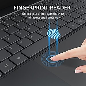 Morostron 15.6" full Metal Laptop Quad-Core Processor, 16GB LPDDR4 RAM 256GB SSD and 1080P FHD IPS, Win11 Laptop Computer with Backlit Keyboard and finger print Touch ID, AC WiFi,Gray