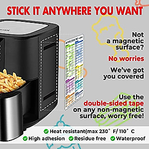 Air Fryer Magnetic Cheat Sheet Set (1 Set of 3 Pcs) - Air Fryer Accessories Cook Times Chart, Air Fryer Cookbook Recipe Cards, Kitchen Accessories with Dry Erase Fridge Whiteboard, White