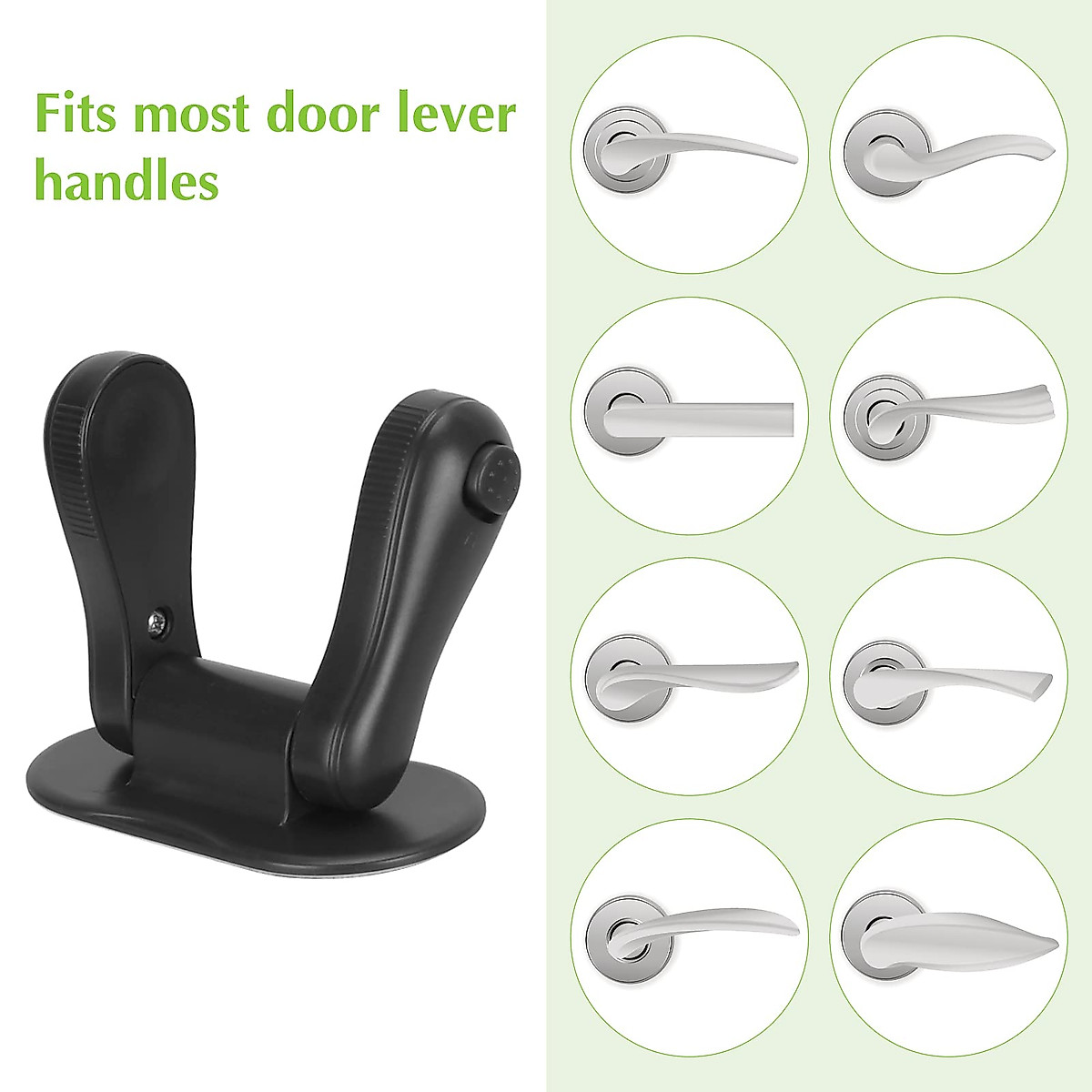 BiSiViO Child Proof Door Lever Lock, 2 Pack Door locks for kids safety, Door knob child proof, Baby proofing, 3M Adhesive, Door handle child proof, Baby Safety Locks for Toddlers (Black)