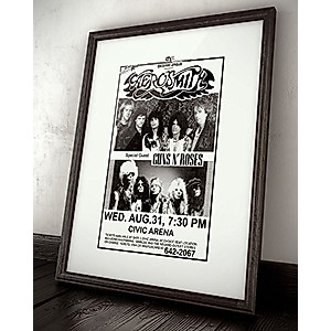 Innerwallz Aerosmith Permanent Vacation Tour 1988 with Guns N' Roses Retro Art Print — Poster Size — Print of Retro Concert Poster — Features Steven, Joe, Tom, Joey, and Brad