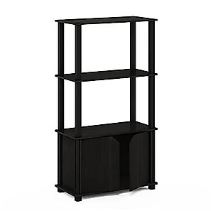Furinno Brahms 4-Tier Multipurpose Bookcase/Bookshelf/Display Shelf/Display Rack with Door, Espresso/Black