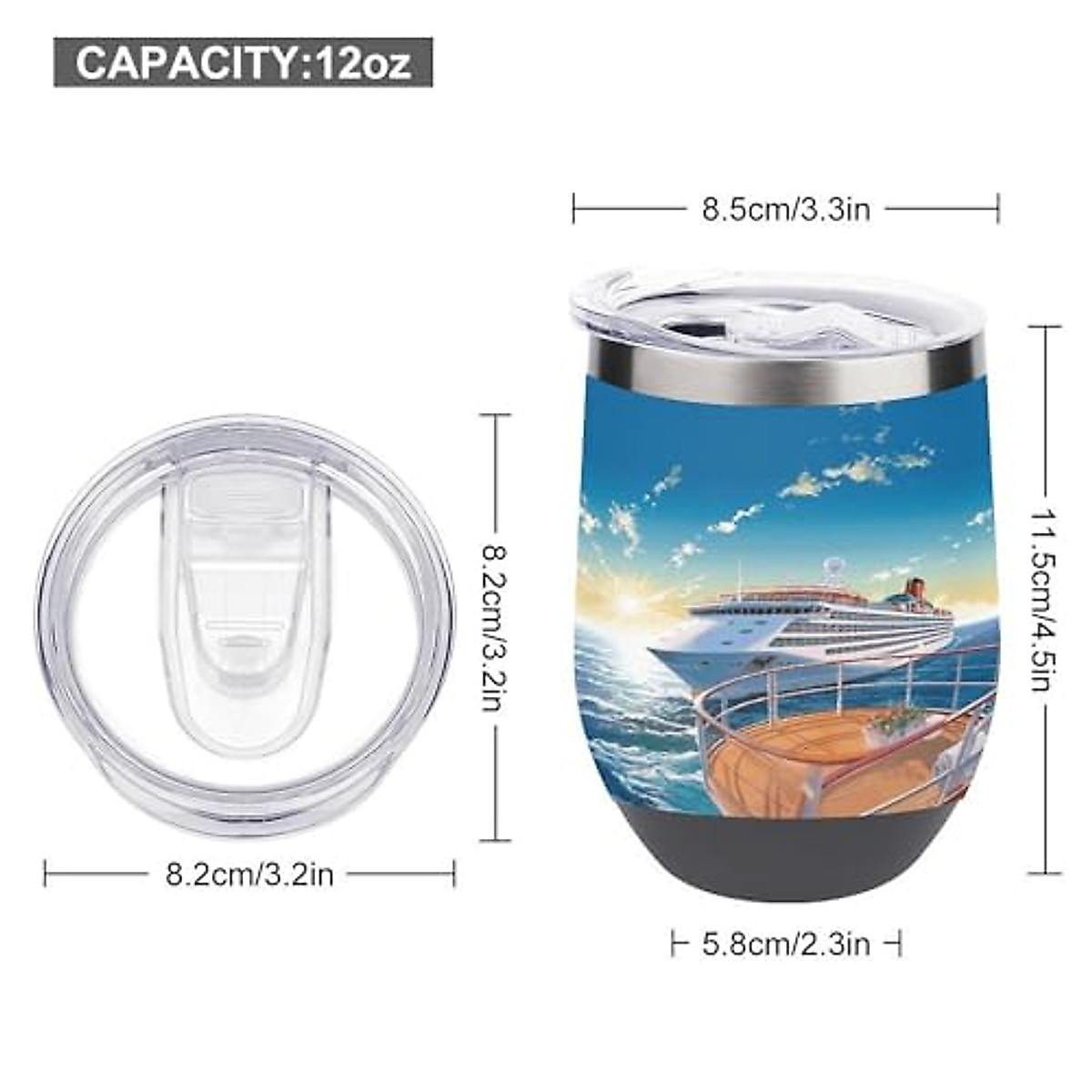 WYUSPGK 304 Stainless Steel Insulated Cup, Summer Sea Cruise Print Smooth Rim, Durable & Reusable - Perfect for Office, Home, And Travel